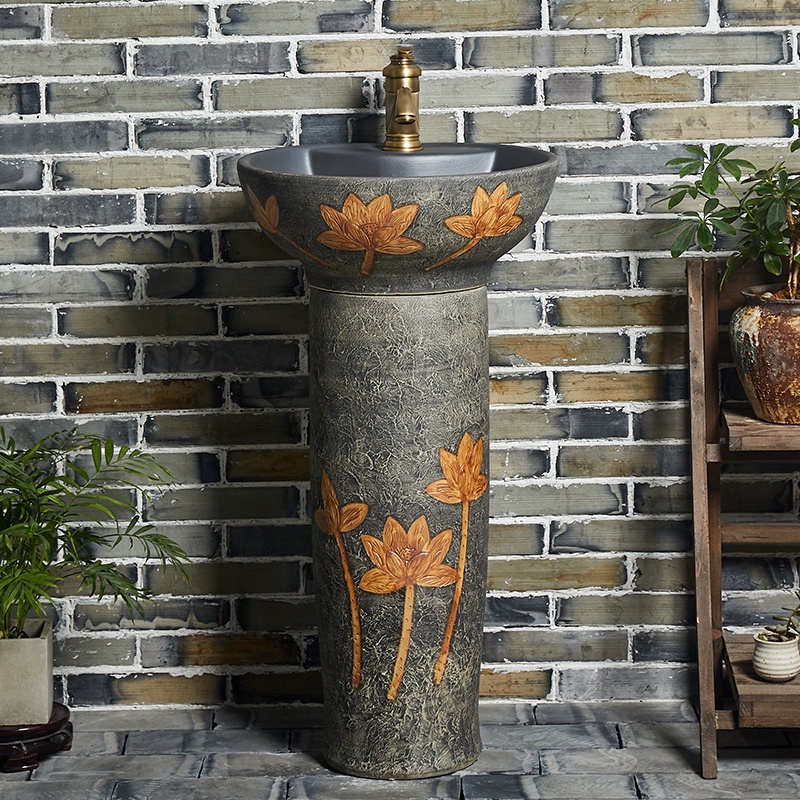 Edge Painting Column Type Pedestal Basin Outdoor Wash Basin Inter ...
