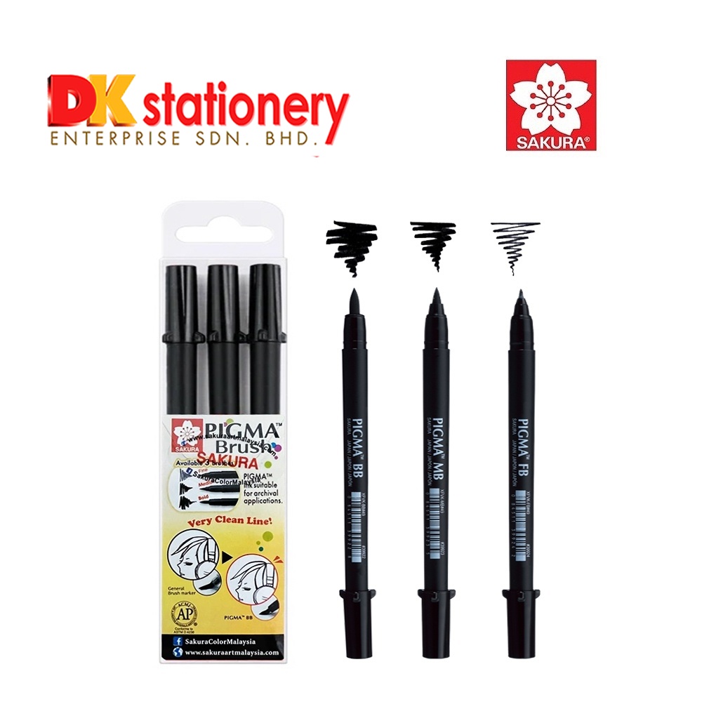 Sakura Pigma Brush Marker Drawing Calligraphy I Set of 3 | Shopee Malaysia