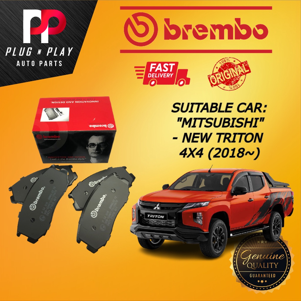 BREMBO MITSUBISHI NEW TRITON 4X4 (2018~) FRONT (DEPAN) BRAKE PAD ...