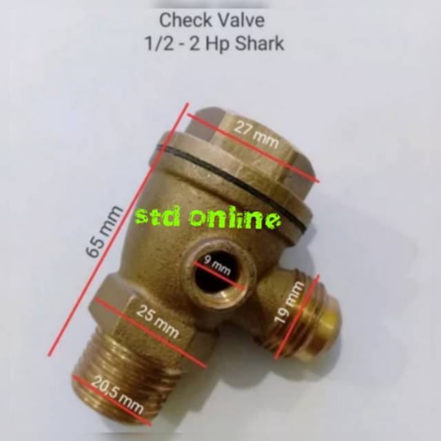 HP (1/2hp - 2hp SHARK)Check valve Compressor 1/2hp - 2hp SHARK safety ...