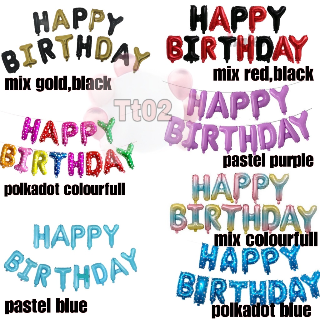Belon Huruf Happy Birthday Set 16inci (13 Huruf ) | Shopee Malaysia