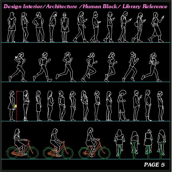 AutoCad 2D Service template Blocks Human Figure dimension / Library ...