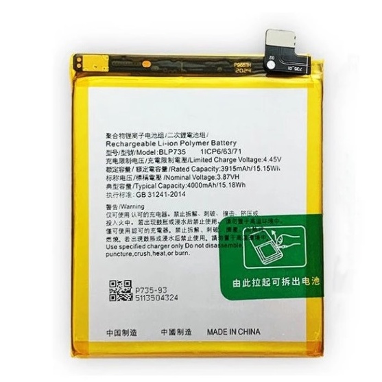 4000mAh Battery BLP735 FOR OPPO RENO 2 CPH1907 BATTERY BATERI BLP 735 ...