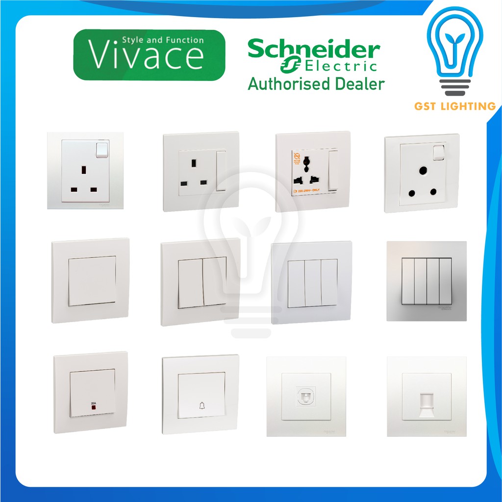 Schneider Vivace White Switches and Sockets (Sirim Approved ...