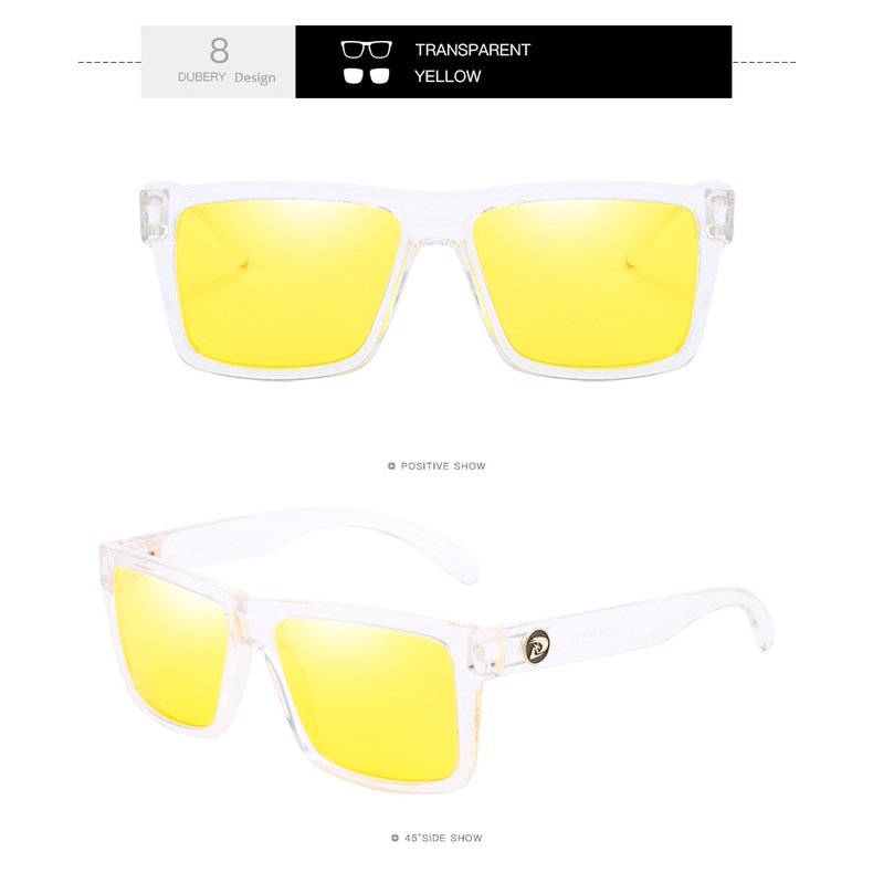 Dubery Brand Design Polarized Sunglasses Men Rectangle Mirror Sport