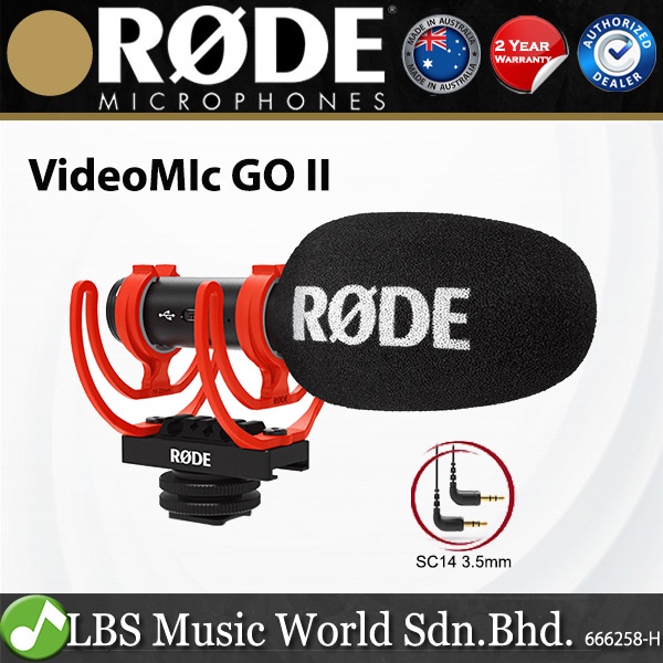 Rode VideoMic GO II Lightweight Directional Mic 3.5mm or USB Shotgun ...