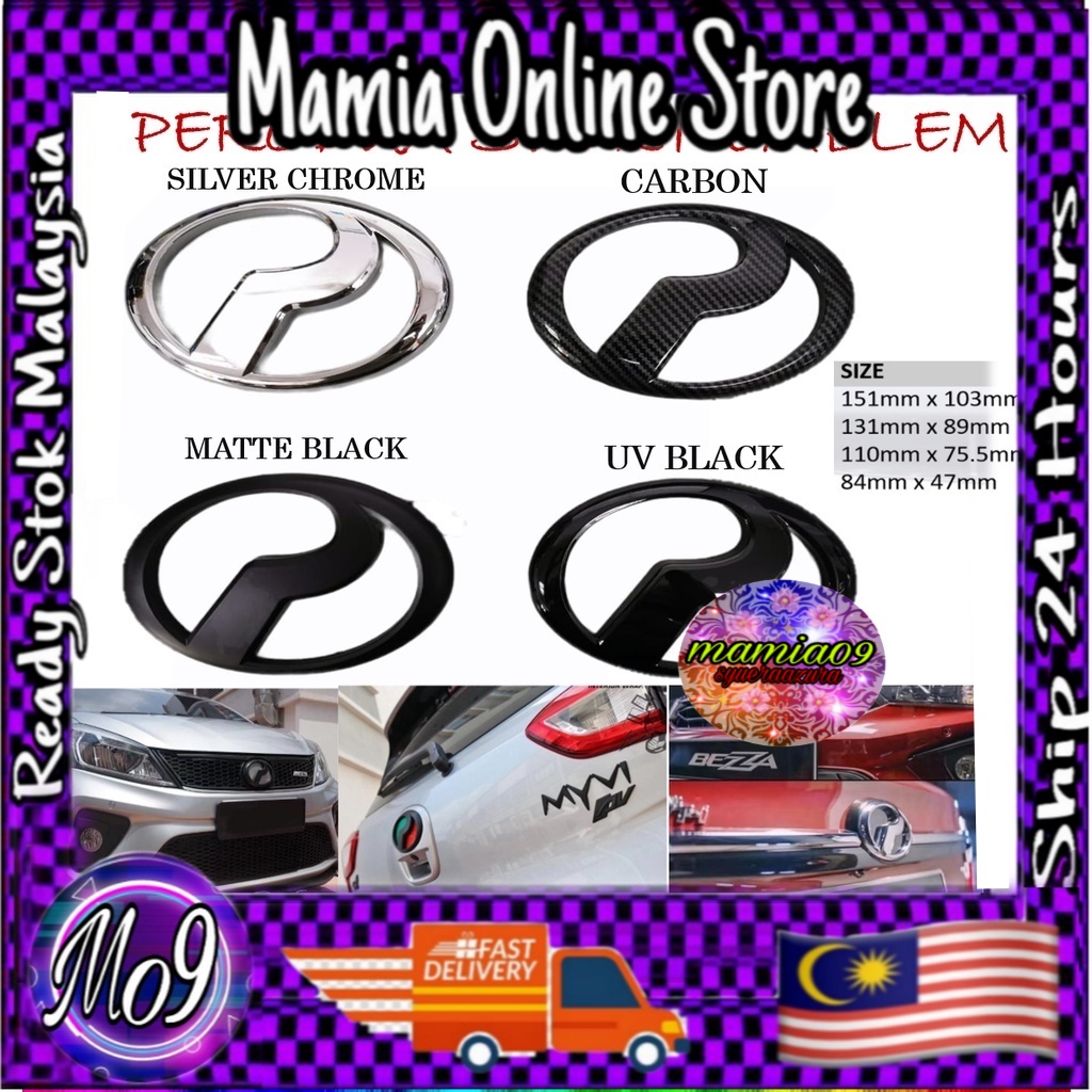 2PCS EMBLEM LOGO HITAM UNTUK PERODUA ARUZ MYVI LAGI BEST / ICON / 2018 ALZA BEZZA AXIA KENARI ...