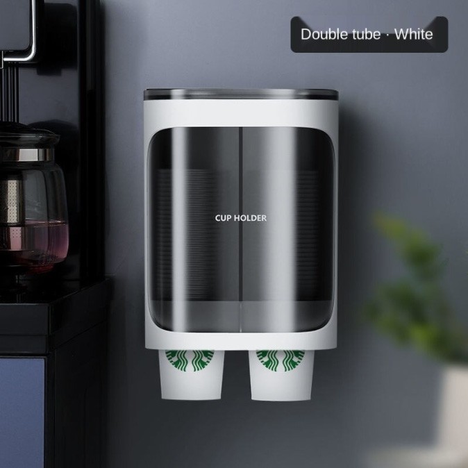 Double Wall Mounted Paper Plastic Disposable Cup Holder Dispenser for ...
