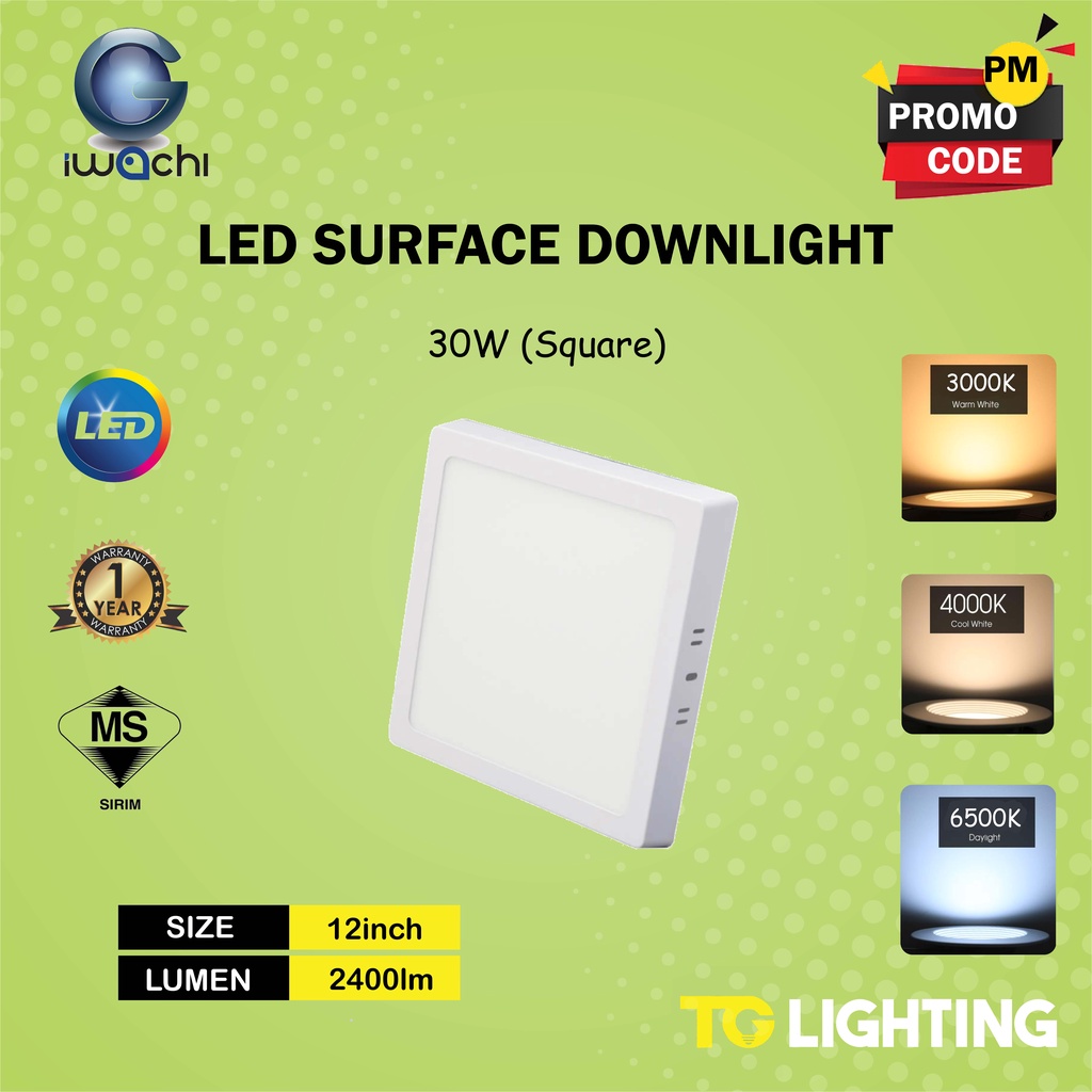 [2 YEARS WARRANTY] [SIRIM] IWACHI LED Surface Downlight 7"18W | 8.2 ...