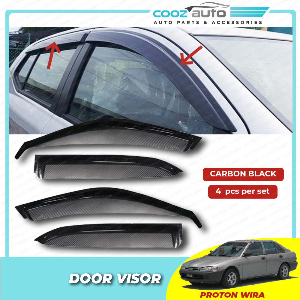 Proton Wira Injection Carbon Black Look Sun Window Vent Door Visor ...