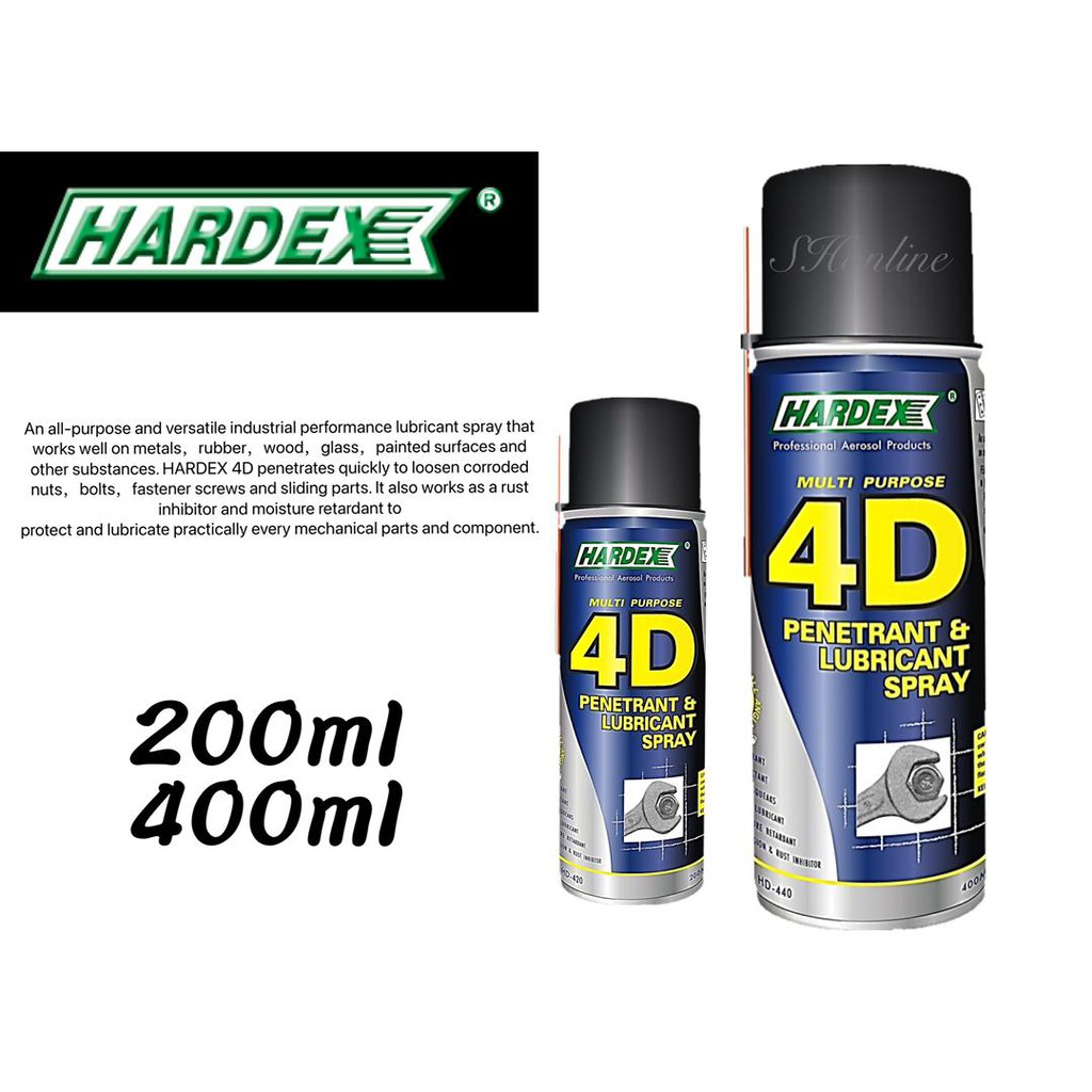 HARDEX Multipurpose 4D PENETRANT & LUBRICANT SPRAY 200ml / 400ml ...