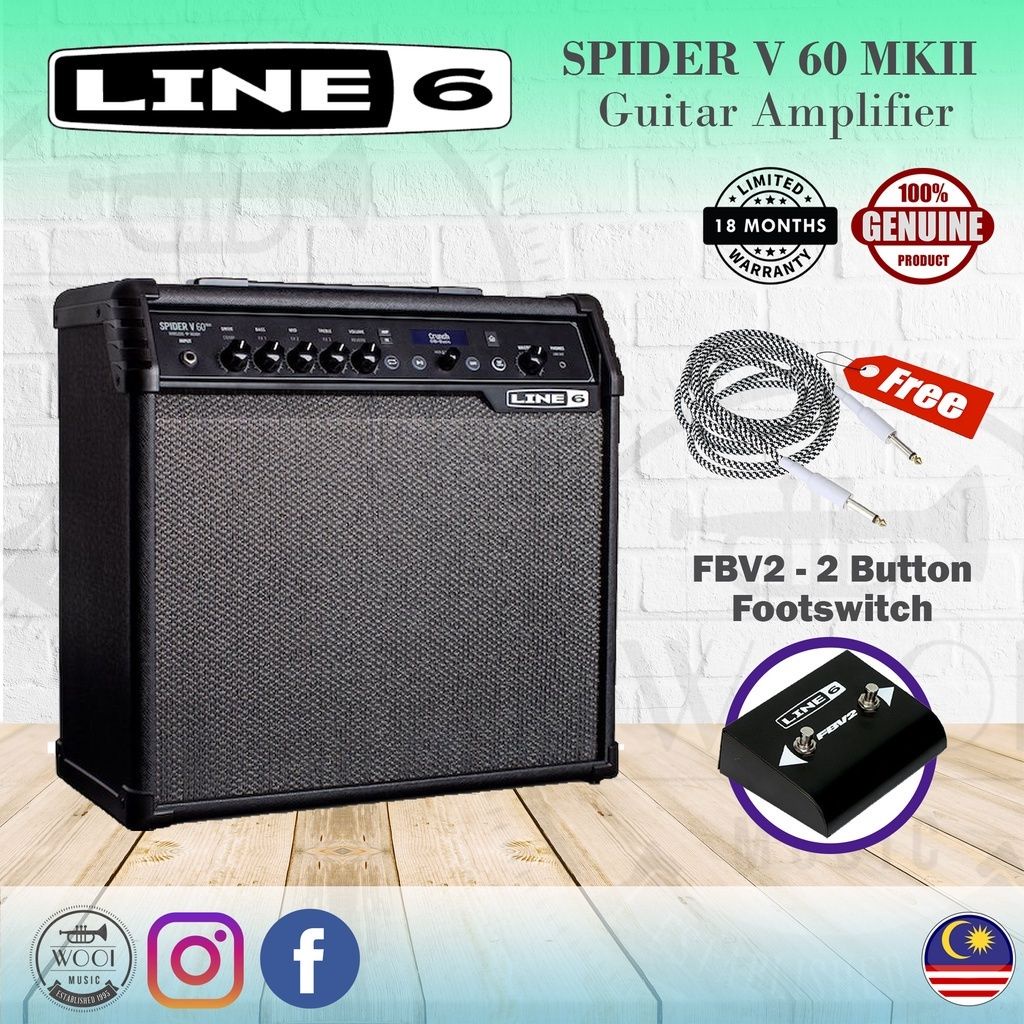 Line 6 Spider V 60 MKII Electric Guitar Amp V60 - 60W (Free Line 6 FBV2 ...