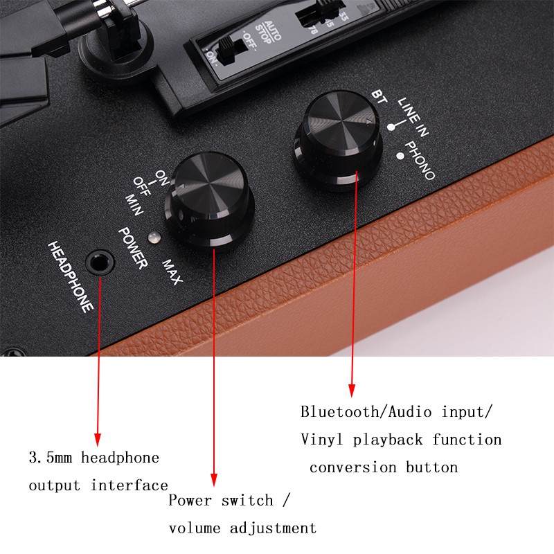 Middix Turntable Vinyl Record Player Portable Bluetooth speaker music ...