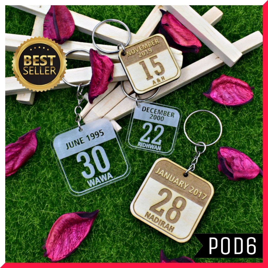 🔥HOT SALE🔥 (POD6) Customize Keychain Engrave Keychain Date Wood ...