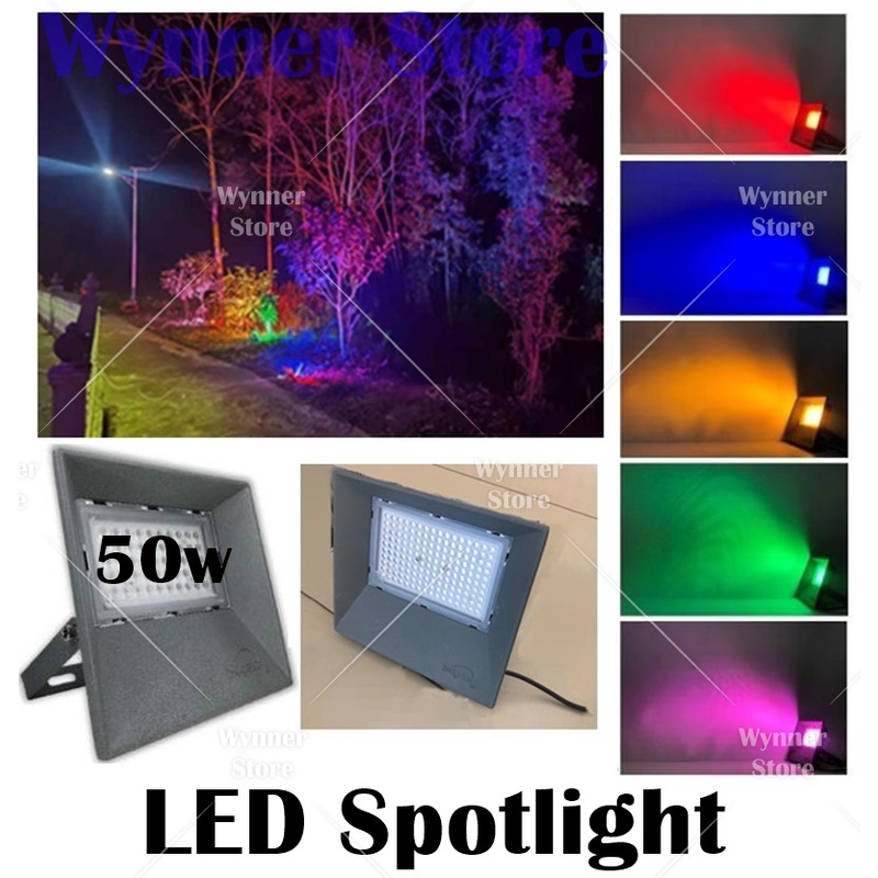 [1pc Spotlight] 50w LED Spotlight LED Outdoor Flood Light RGB Colour ...