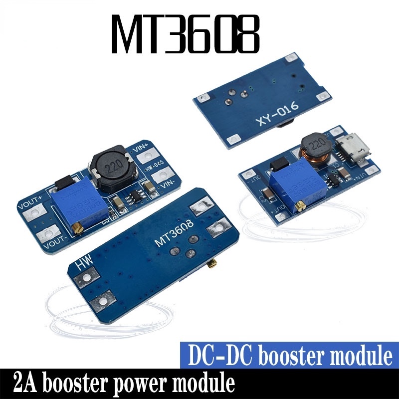 MT3608 DC-DC Adjustable Boost Module 2A Boost Plate Step Up Module with MICRO USB 2V-24V 5V 9V ...