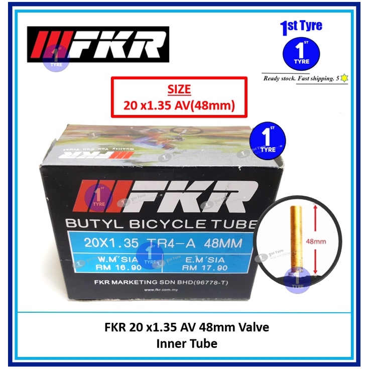 FKR BASIKAL TIUB DALAM 20x1.35 48MM AV BUTYL BICYCLE TUBE [ LONG VALVE ...