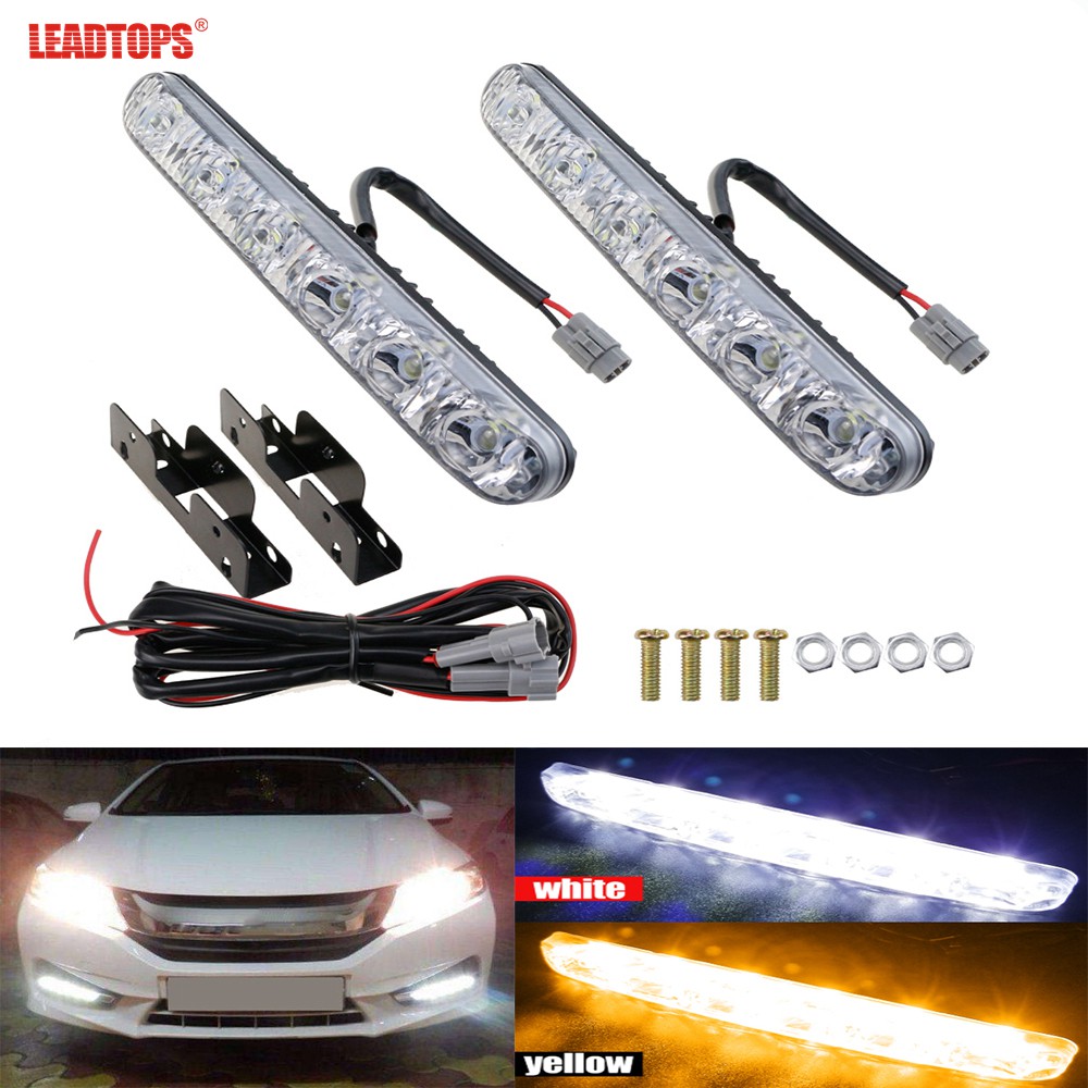 LEADTOPS 6 LEDs Car Auto Daytime Running Lights Car-styling DRL Fog ...