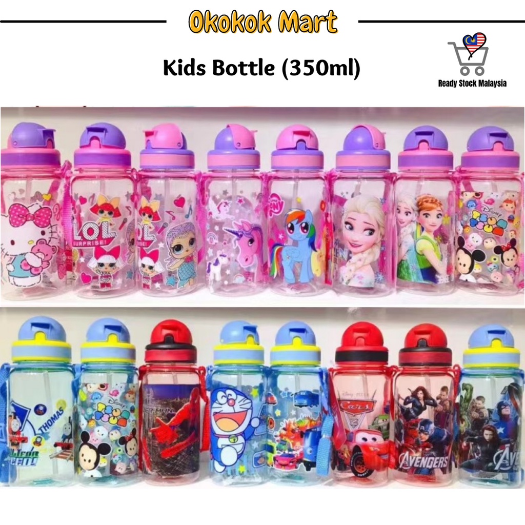 350ML Botol Air Kanak-kanak Kids Straw Bottle Kids Drinking Bottle Tali ...