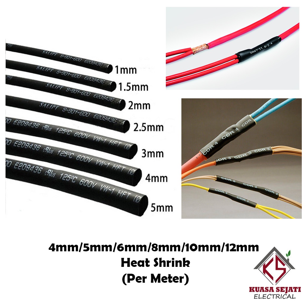 [1 Meter] Heat Shrink Tube/ Heat Shrinkable Sleeving Wire Cable Kit 4mm / 5mm / 6mm / 8mm / 10mm ...
