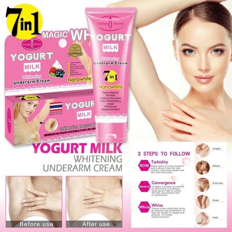 7 IN 1 MAGIC WHITE CREAM YOGURT MILK putihkan badan ketiak siku lutut ...