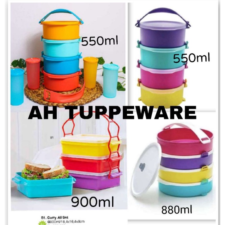 Tuppeware Mangkuk Tingkat / Tiffin set / Click To go Round / Carry All ...