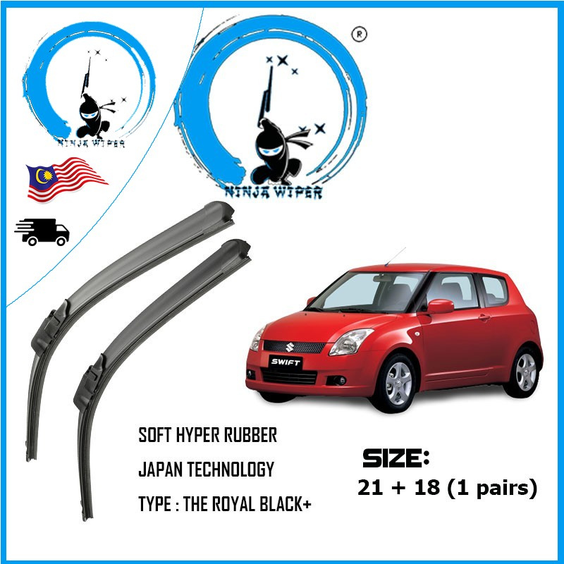 🇯🇵 Ninja Wiper The Royal black+🇯🇵 SUZUKI SWIFT 2005 (21"+18" 1PAIR) Car ...