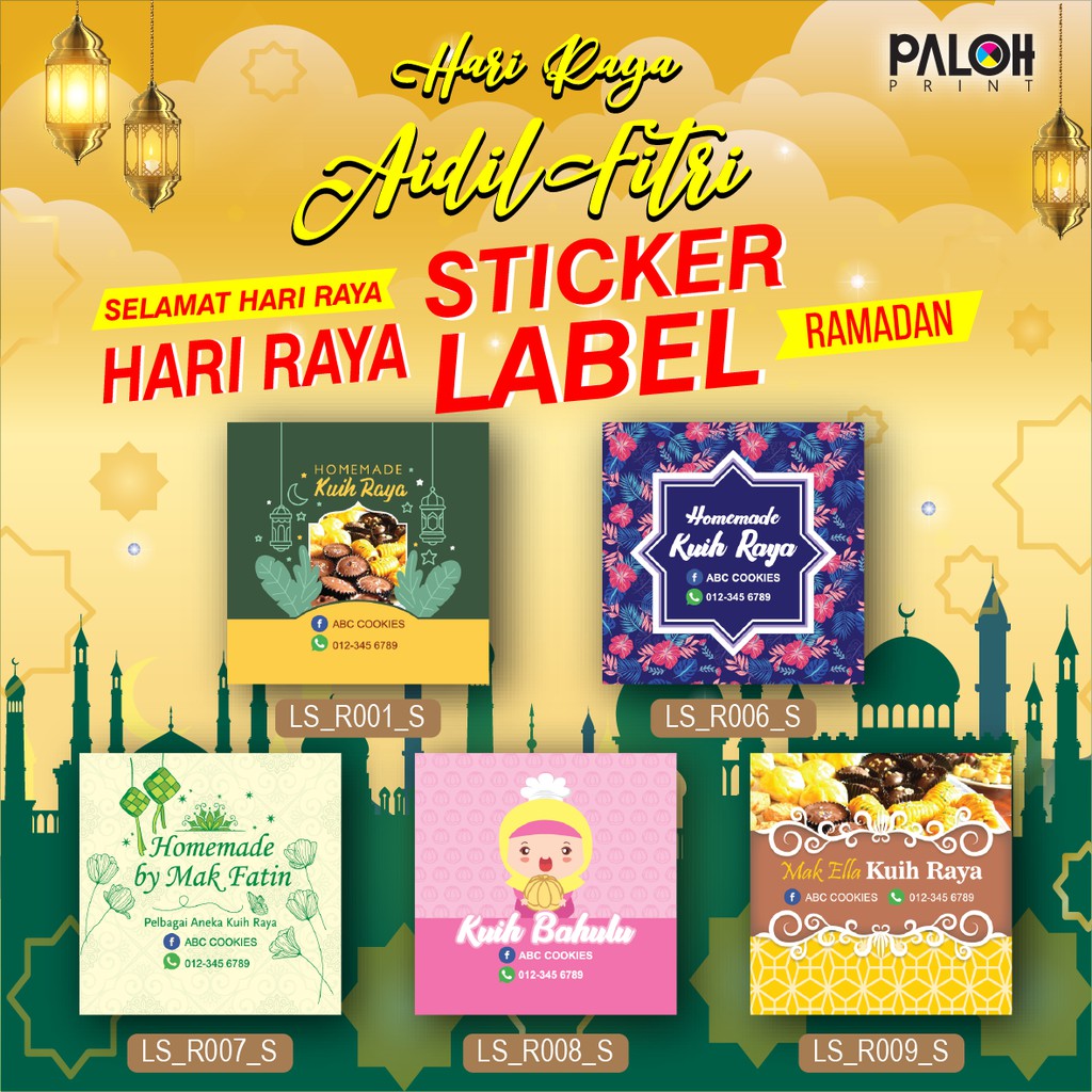 120PCS 30mm Square Raya Sticker | Hari Raya | Ramadan | Shopee Malaysia