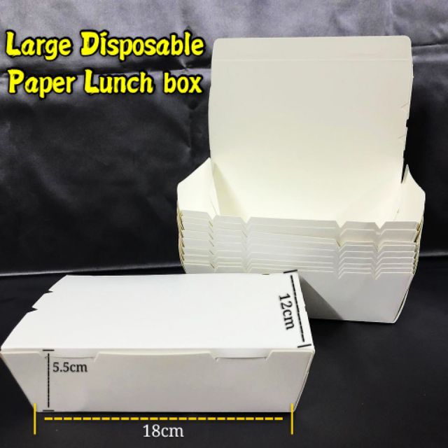 Large Paper Lunch Box - White (50pcs+-) - Disposable Paper Lunch Box ...