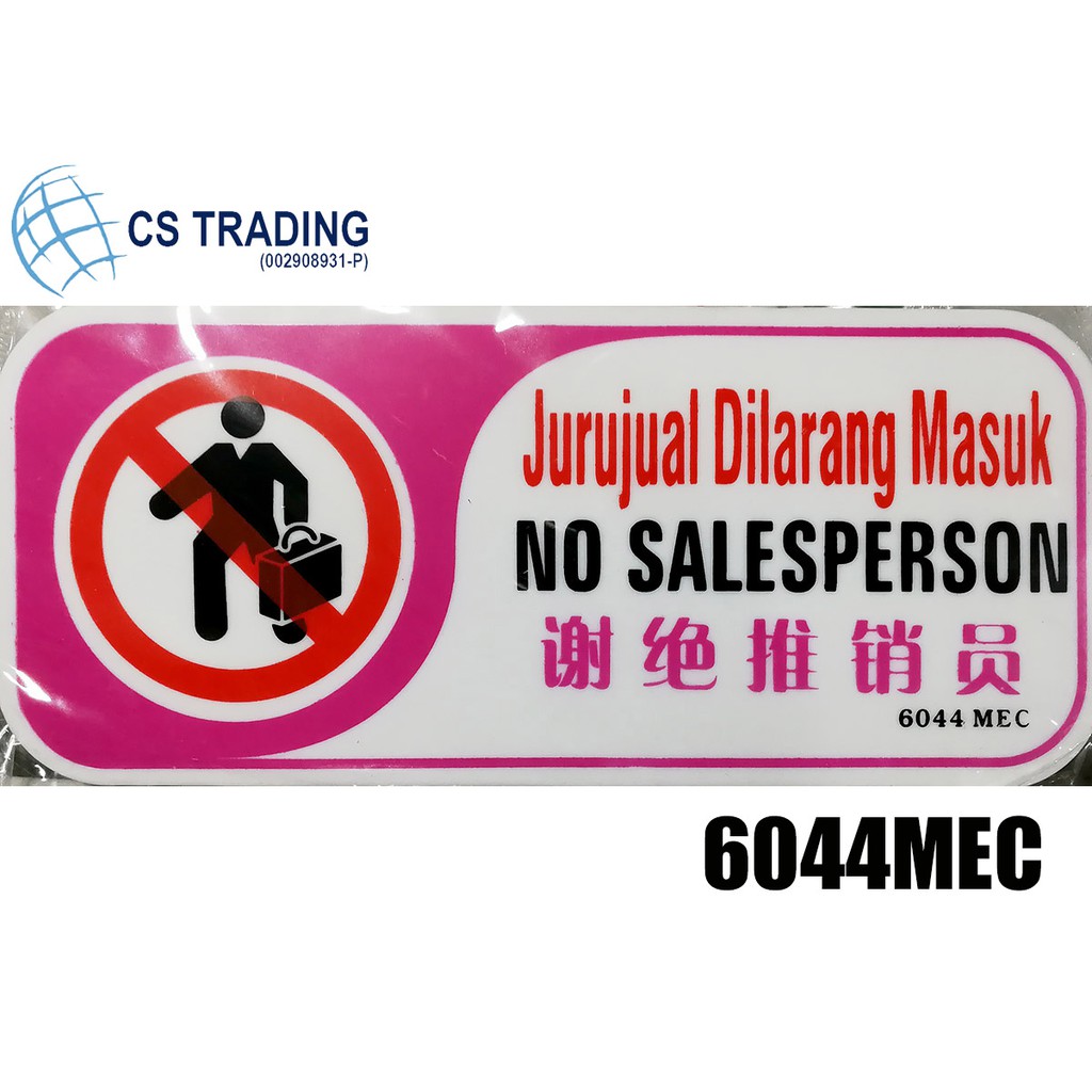 Jurujual Dilarang Masuk No Salesperson Signboard Plastic Notice Display ...
