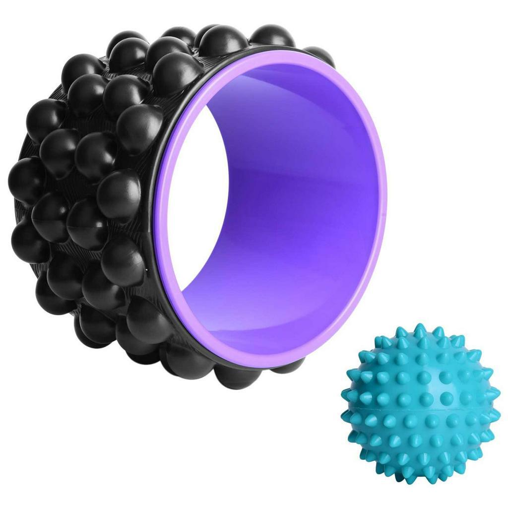 2 In 1 Yoga Wheel with Spiky Ball Back Roller for Release Deep Tissue ...