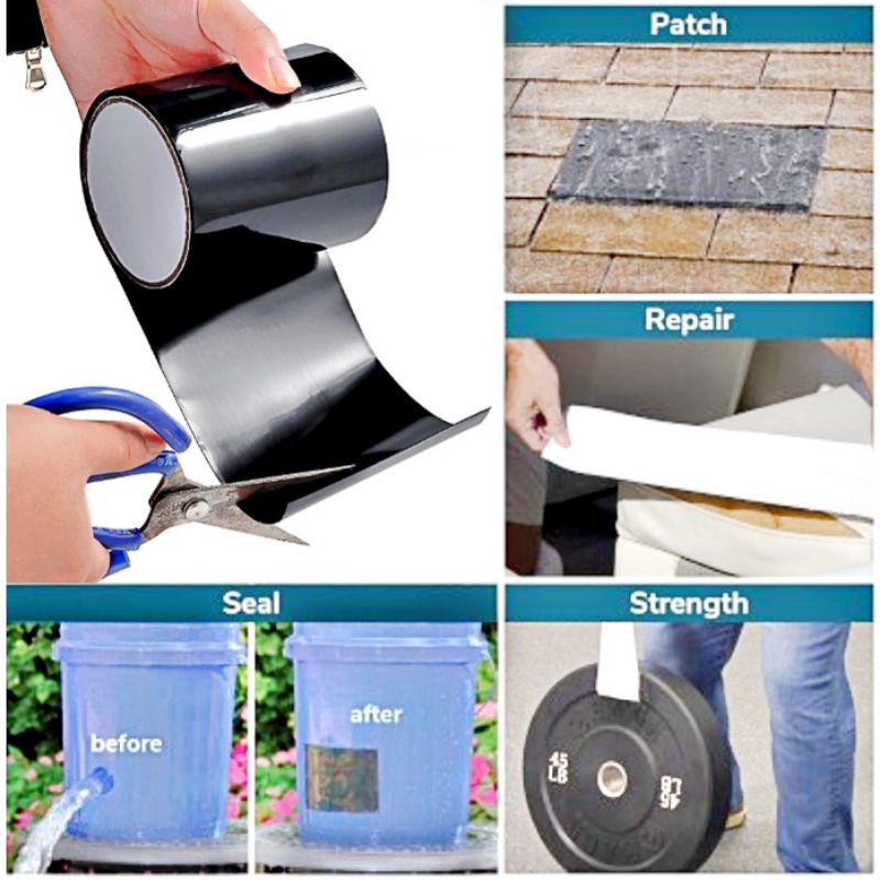FLEX TAPE 4" STOP LEAK WATERPROOF TAPE ADHESIVE SEAL GAM RUBBERIZED ...