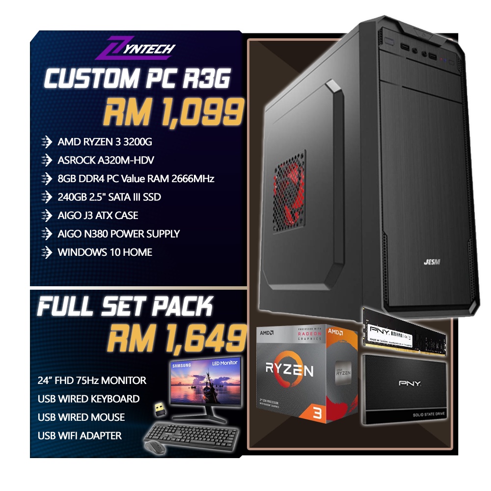 Custom Build Desktop PC AMD Ryzen 3 3200G | Shopee Malaysia