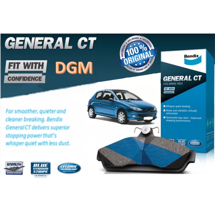 Bendix General CT Disc Brake Pad Front (DB1806GCT) - Peugeot 206 306 ...