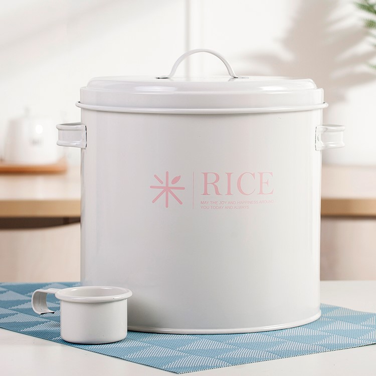 [DEFECT] Round Rice Canister With Scoop - White (Small) | Shopee Malaysia