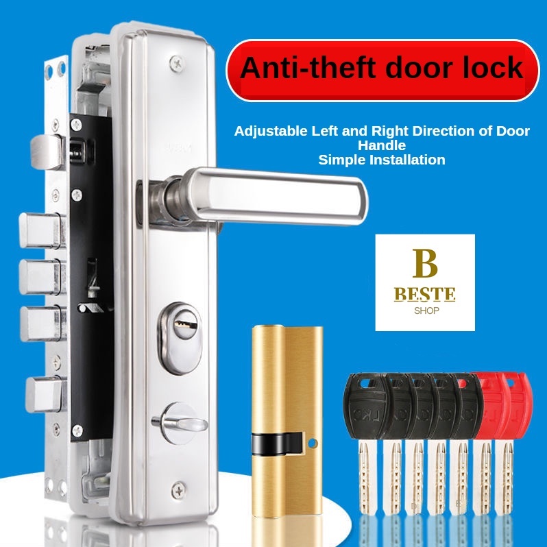 4 Latch Main Doorknobs Doors Lock set Sus304 Stainless steel panel ...