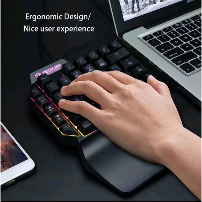 Shipadoo F6 Wired Single Handed RGB Backlight Gaming Keyboard 39 ...