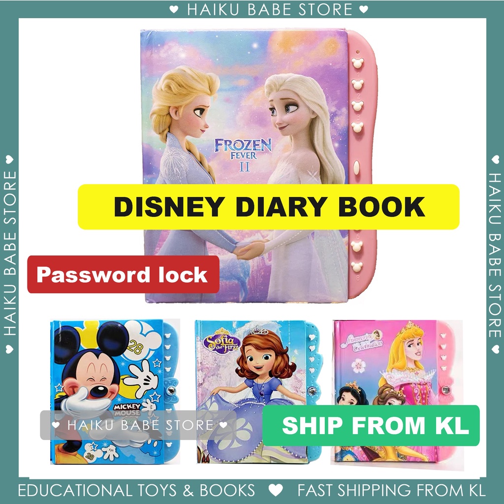 [Disney] Password Lock Diary Book Hardcover- Frozen, Princess, Mickey ...