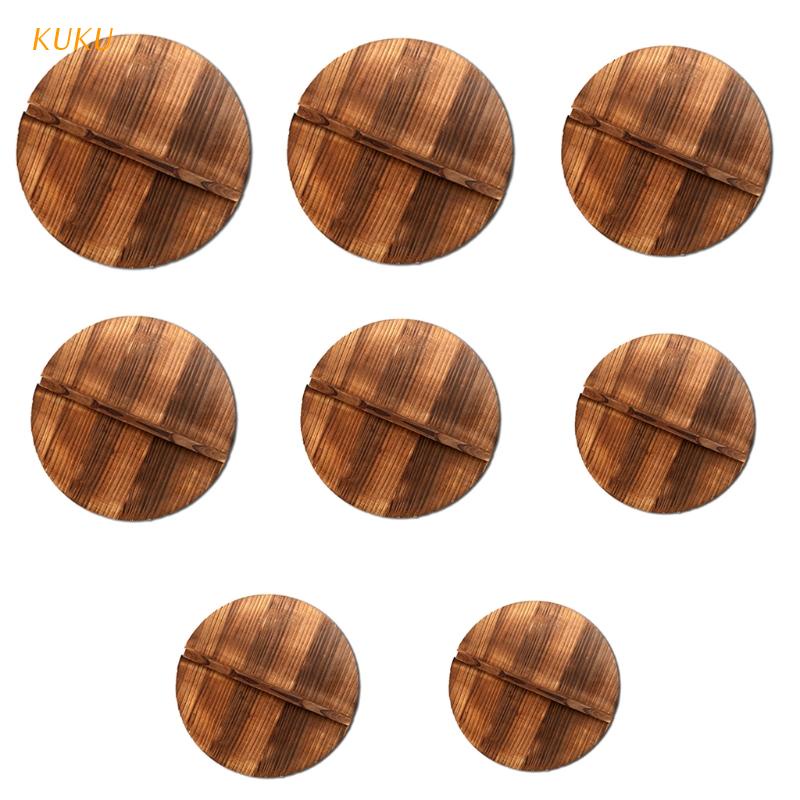 [KUKU] Wooden wood cover Handmade fir anti-scalding pot lid cover wok ...