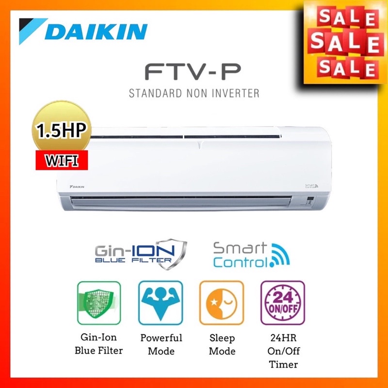 DAIKIN 1HP / 1.5HP / 2HP / 2.5HP / 3HP Non Inverter Air Conditioner (FTV-P R32) Penghawa Dingin ...