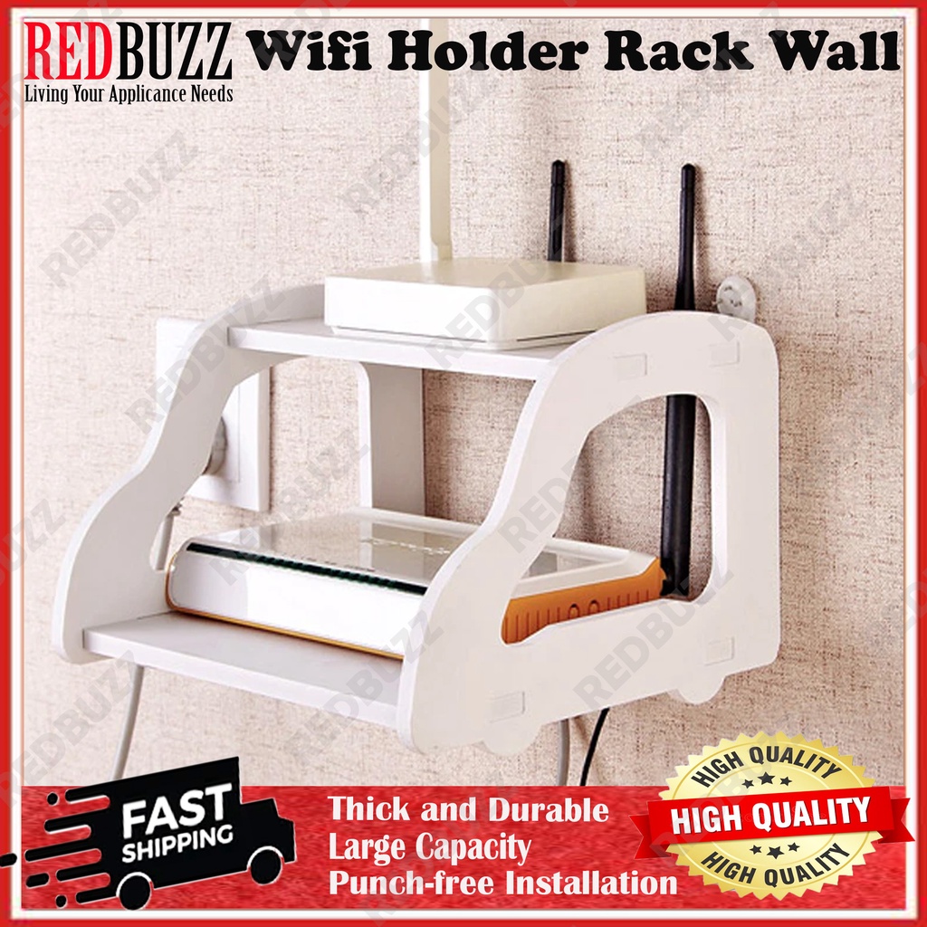 REDBUZZ Modem WIFI Holder Rack Wall Mount Hollow Double Layer Office ...