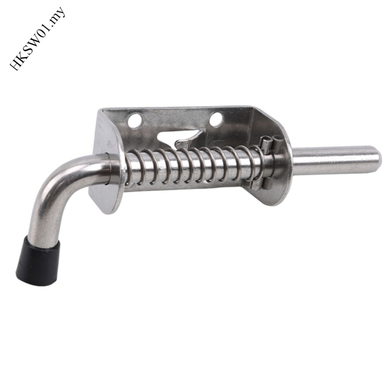 Silver Stainless Steel Spring Latch Heavy Duty Barrel Bolt Lock Loaded ...