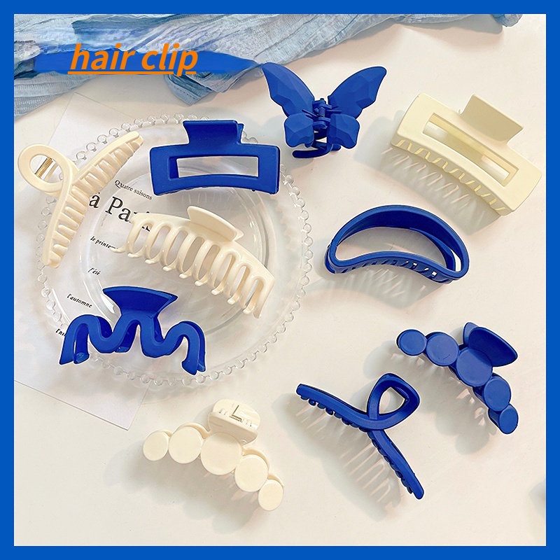 Korean Blue Hairpin Female Frosted Large Grasping Chuck Hair Bath ...