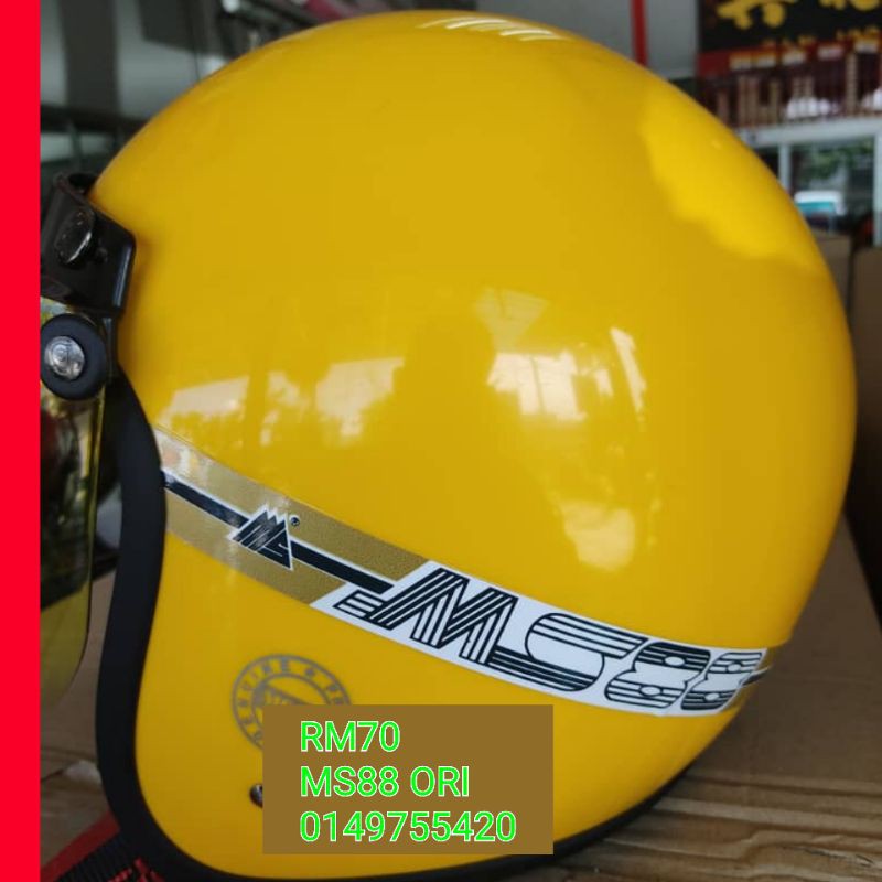 helmet ms88 warna kuning original saiz L tali merah | Shopee Malaysia