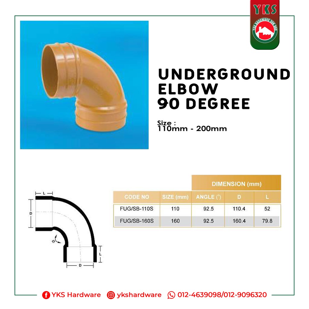 UNDERGROUND ELBOW 90 DEGREE - Pipe & Fittings System | Shopee Malaysia