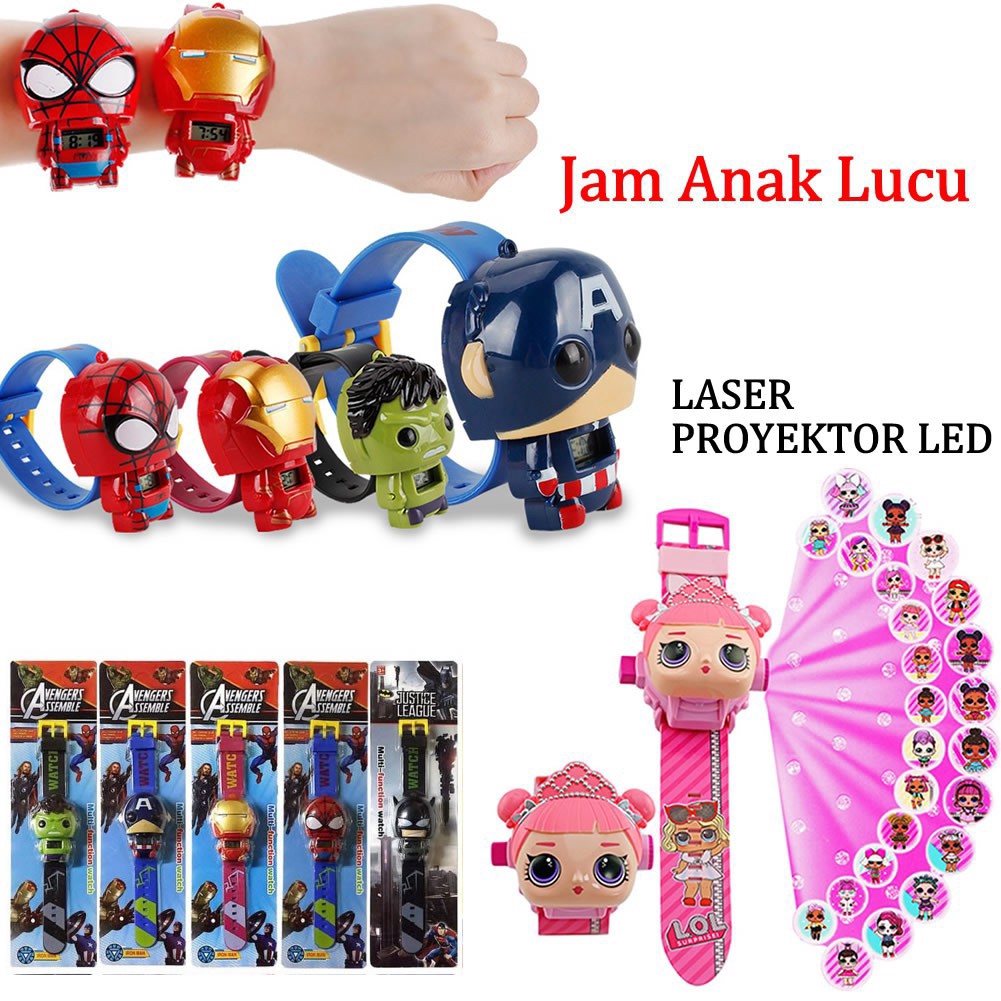 3D Cute Cartoon Children's Watch Avengers Spiderman Hulk Captain ...