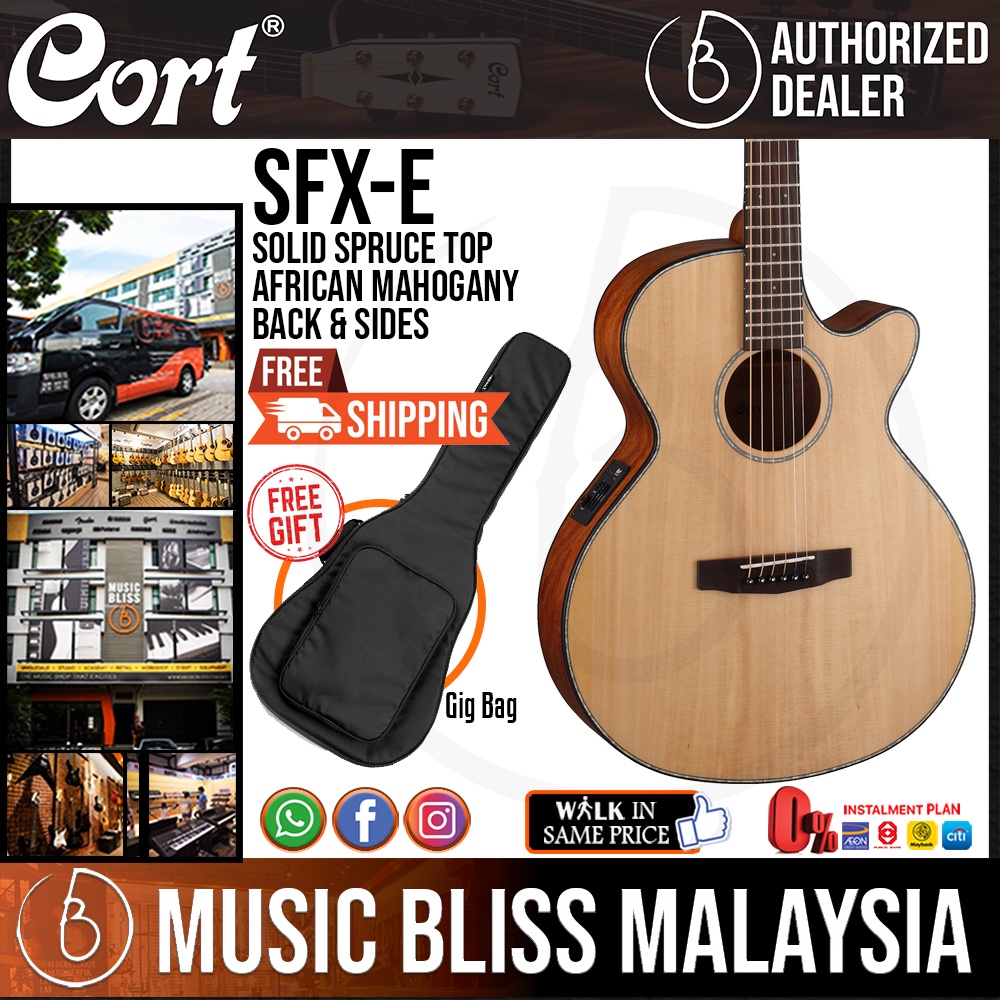 Cort SFX-E Acoustic Guitar with Bag - Natural Satin (SFX E SFXE) | Shopee Malaysia