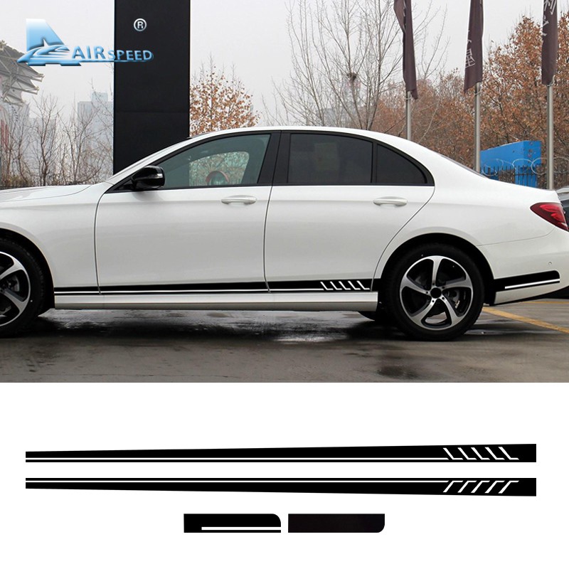 Car Side Skirt Sticker Racing Stripe Vinyl for Mercedes Benz W204 W205 ...
