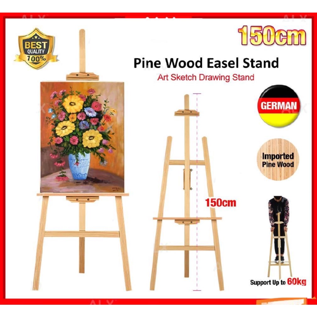 Pine Wood Easel Stand Lukisan Drawing Stand Wood Stand Painting Stand ...