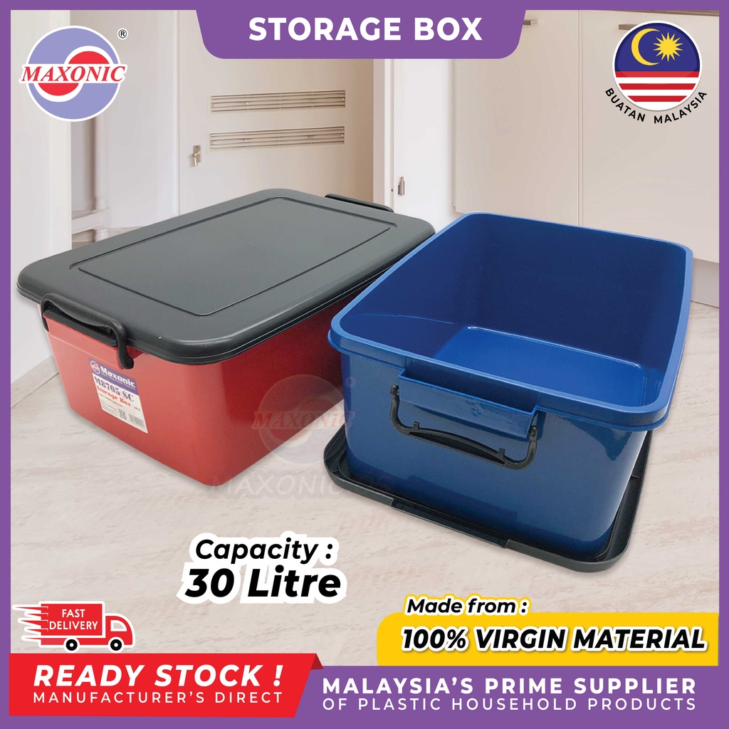 MAXONIC TERMURAH 30L STORAGE BOX WITH COVER | KOTAK SIMPANAN PLASTIK ...